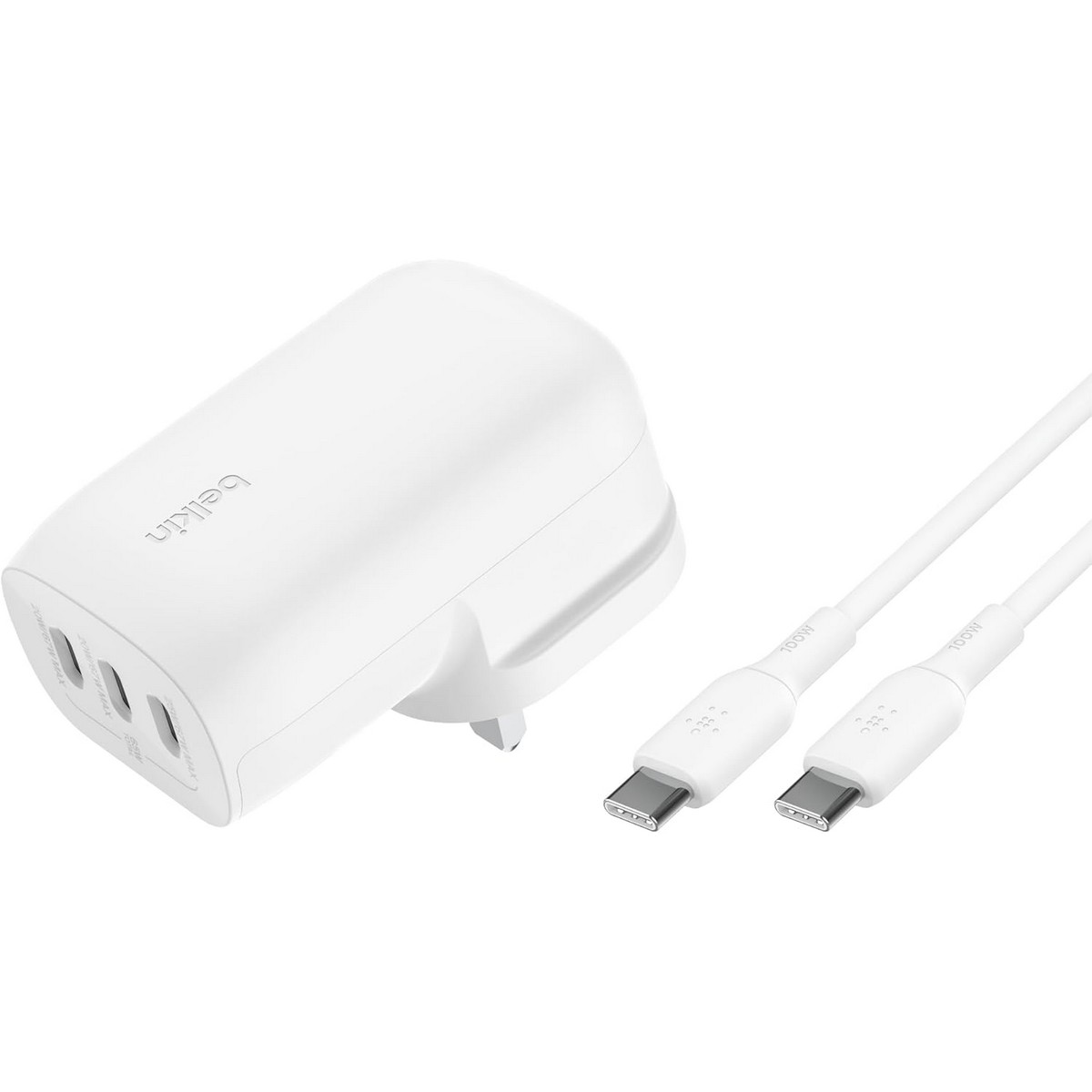بيلكن PPS PD 67W شاحن حائط USB-C مع طقم كابل USB-C إلى USB-C بطول 2 متر ...